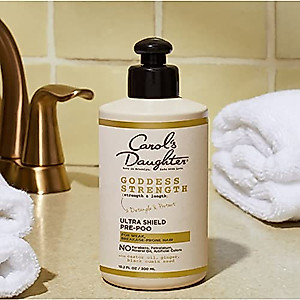 Carol's Daughter Goddess Strength Ultra Shield Pre Poo Hair Treatment for Wavy, Coily and Curly Hair, Protective Hair Detangler with Castor Oil for Weak Hair, 10.2 Fl Oz