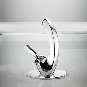 becola Bathroom Sink Faucet, Leaf Type Chrome Bathroom Faucet, Modern Single-Handle Faucet for Bathroom Sink with Two Supply Lines & Pop Up Drain & Deck Plate