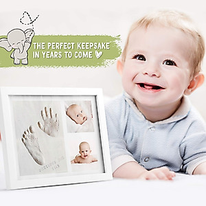 Newborn Baby Keepsake Set Bundle - Baby First 5 Years Memory Book & Baby Handprint Footprint Keepsake Photo Frame - Baby Nursery Art Kit and Journal for Baby Boys & Girls
