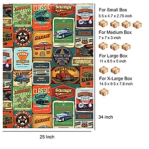 arkamii premium wrapping paper set of 4 sheets size 34 x 25 inch garage cars man (18-9226)