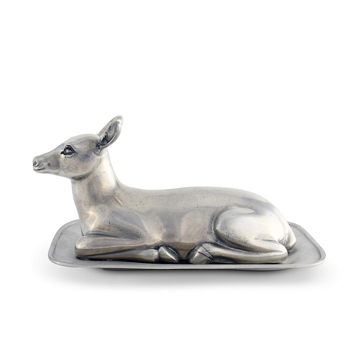 Vagabond House Pewter Doe / Deer Covered Butter Cream Cheese Dish 8 inch x 5 inch