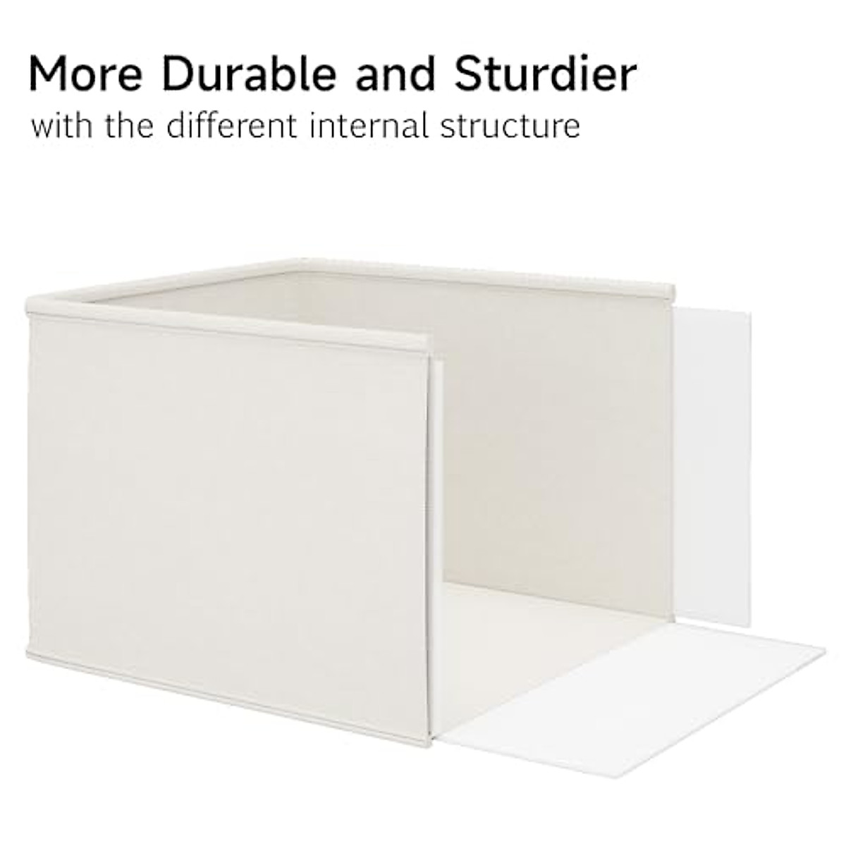 LayerSpace Storage Bins, Collapsible Storage Bins, 3 Pack Linen Fabric Storage Bins for Organization, Durable Storage Bins for Closet, Shelves, Clothes,Toys, 14.75" L*10.25" W*8" H, Beige