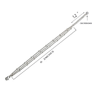 MEVECCO Bracelet for Women Sliver Layered Satellite Chain Bead Sliver Plated Dainty 3 Layer Simple Jewelry