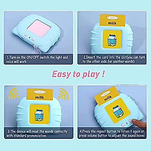 SATXTREM Toddler Learning Toys for 2-6 Kids, Pocket Speech Therapy Autism Sensory Toys for Autistic Childrens, Educational Toys Talking Flash Cards 224 Sight Words Gifts for Preschool Boys Girls Blue