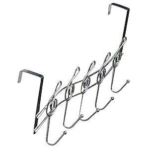 Southern Homewares Music Note Treble Clef Shape Over The Door Metal Rack, 5 Hanger Hooks Chrome Plated