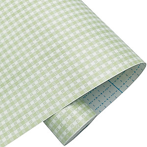 Yifely Green & White Checkered Pattern Tabletop Protect Paper Self-Adhesive Shelf Liner Coat Locker Decor 17.7 Inch by 9.8 Feet