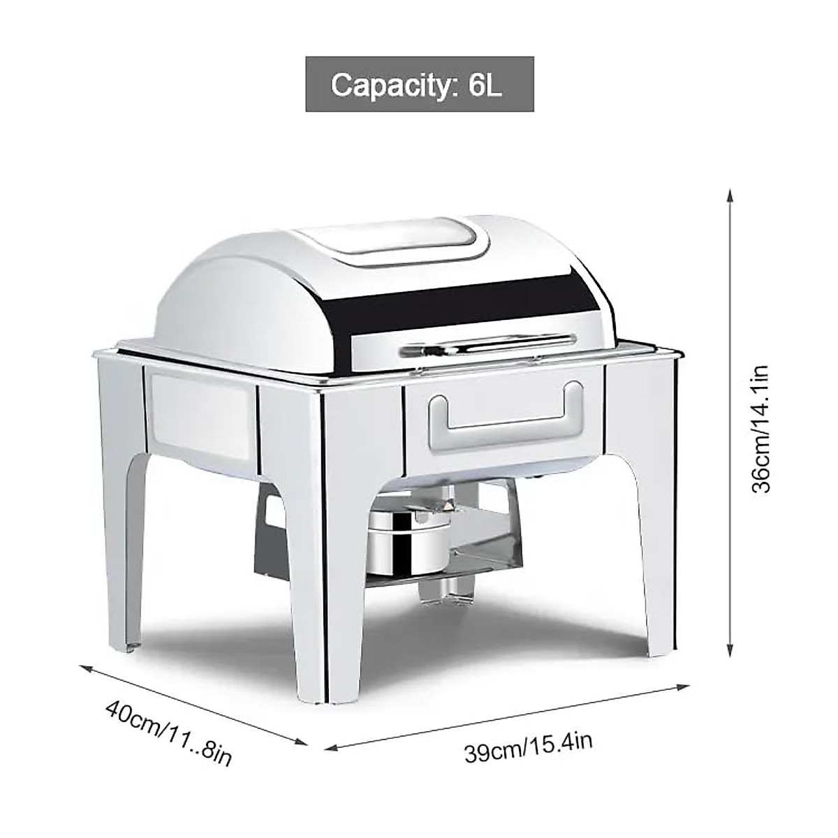 HONHPD Chafing Dish Buffet Set, 6.8 Qt Stainless Steel Complete Chafer Set Catering Warmer Set with Water Pan, Fuel Holder for Parties, Dinners, Catering, Buffet and Weddings, Silvery