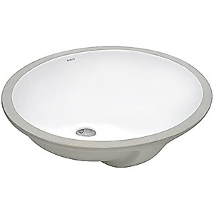 Ruvati 18 x 15 inch Undermount Bathroom Sink White Oval Porcelain Ceramic with Overflow - RVB0618