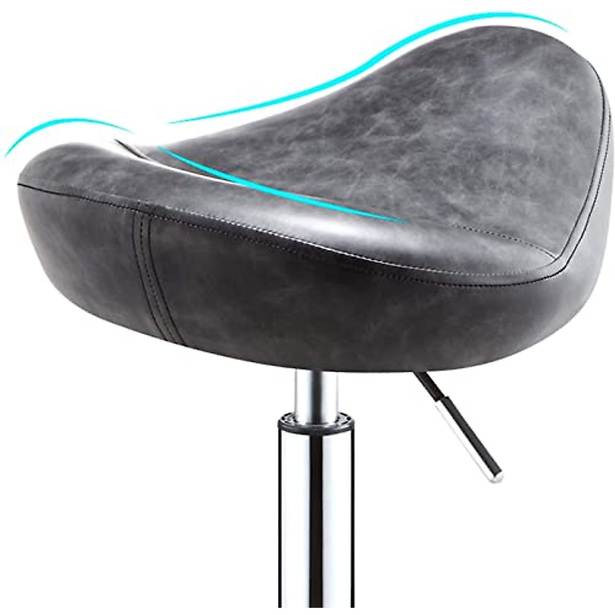 Rolling Swivel Stool Cosmetic Stool 360° Rotate Height Adjustable Salon Massage Spa Chair Hydraulic Rolling Faux Leather Saddle Stool for Massage Spa Salon Hair Beauty Manicure Tattoo Treatment Office