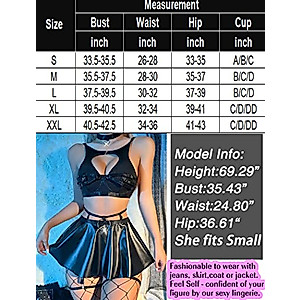 Avidlove Sexy Lingerie Set for Women with Underwire Bondaged Lingerie Set Strappy Push Up 5 Piece Garter Lingerie Set(No Stockings) Black