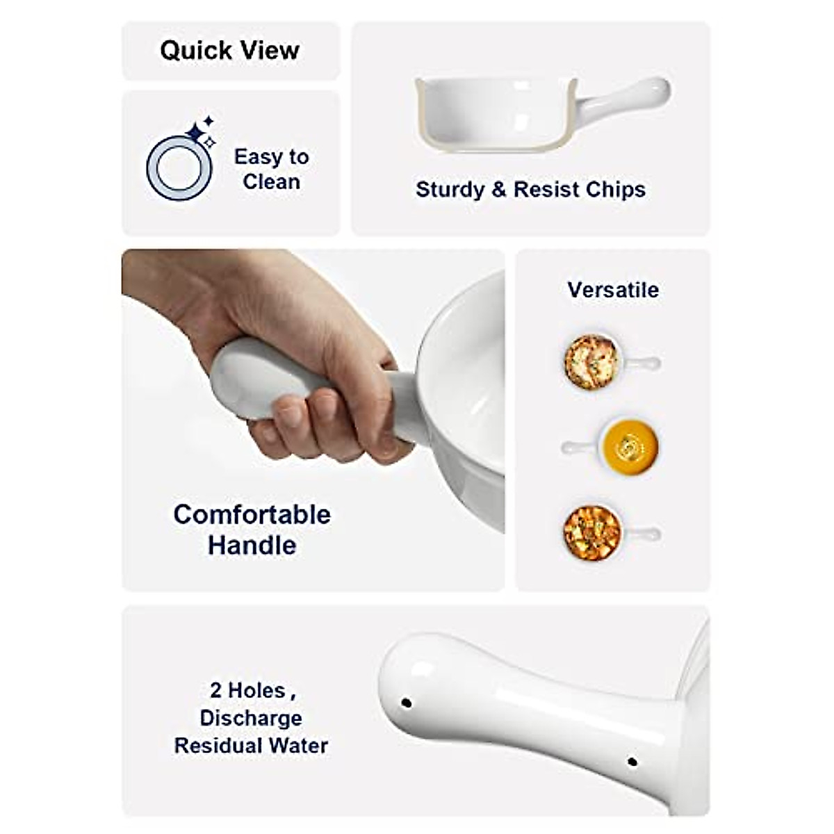 LE TAUCI Soup Bowls with Handle, 15 Oz Ceramic French Onion Soup Bowls, Large Soup Crocks Oven Safe for Stew, Onion, Soup, Chilli, Set of 4, White