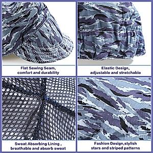 2 Pcs Welding Cap Flame Resistant Cotton Welding Hat Mesh Inside Liner for Welders Caps Elastic Low Crown for Welder Electrician Gas Station Matched with Most Welding Helmet (Camouflage Style)