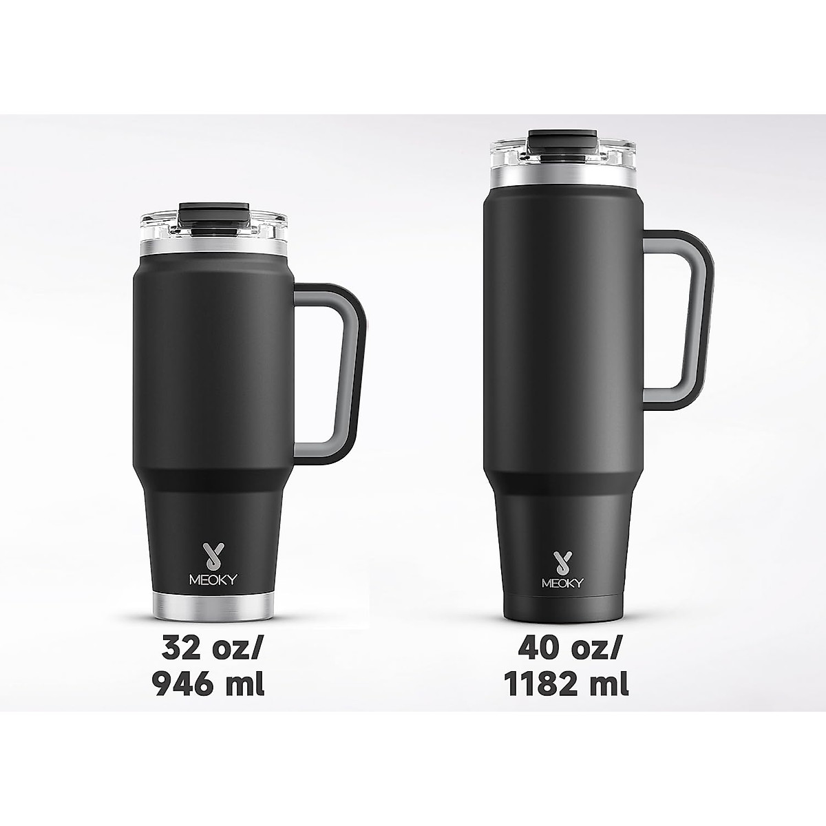 Meoky 40 oz Tumbler with Handle and Straw, Insulated Tumbler with Lid and Straw, Stainless Steel Travel Mug, Keeps Cold for 34 Hours, 100% Leak Proof, Fits in Car Cup Holder (Night)