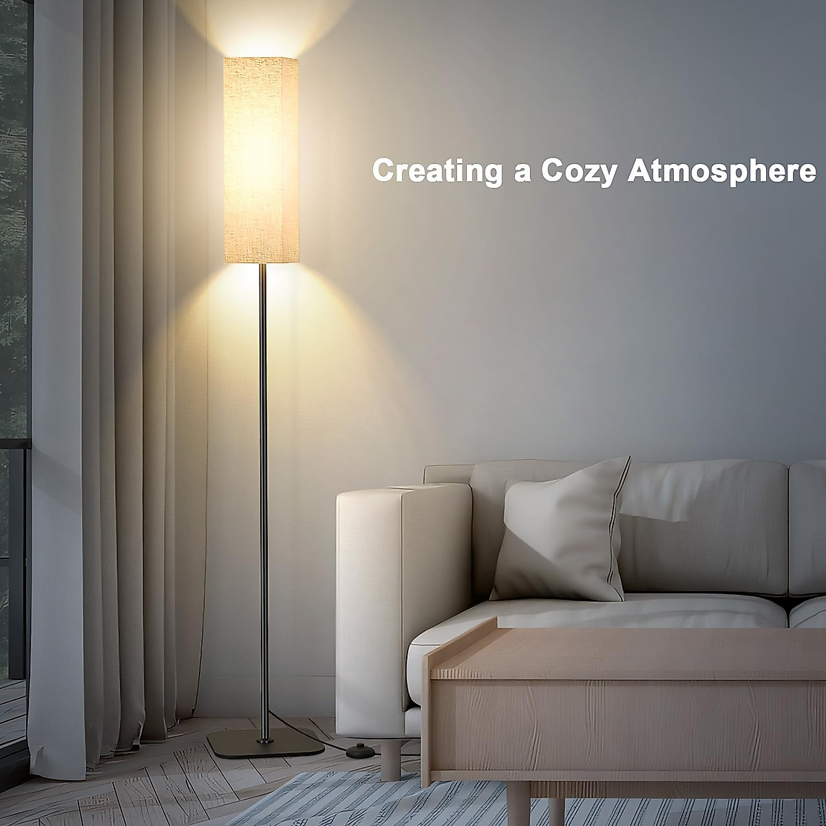 ATAEFR Floor Lamps for Living Room Bedroom, Modern Standing Lamp with Remote Control, Dimmable 3 Color Temperatures, 67" Tall lamp for Reading Office, 12W LED Bulb