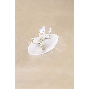 BABEYOND Tea Party Fascinator Kentucky Hat Fascinator Cocktail Pillbox Hat Derby Headband White