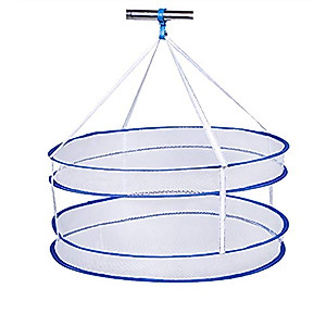 White mesh Hanging Weed Drying Rack herb Dry net Flat Light Clothes Dryer 2 Layer