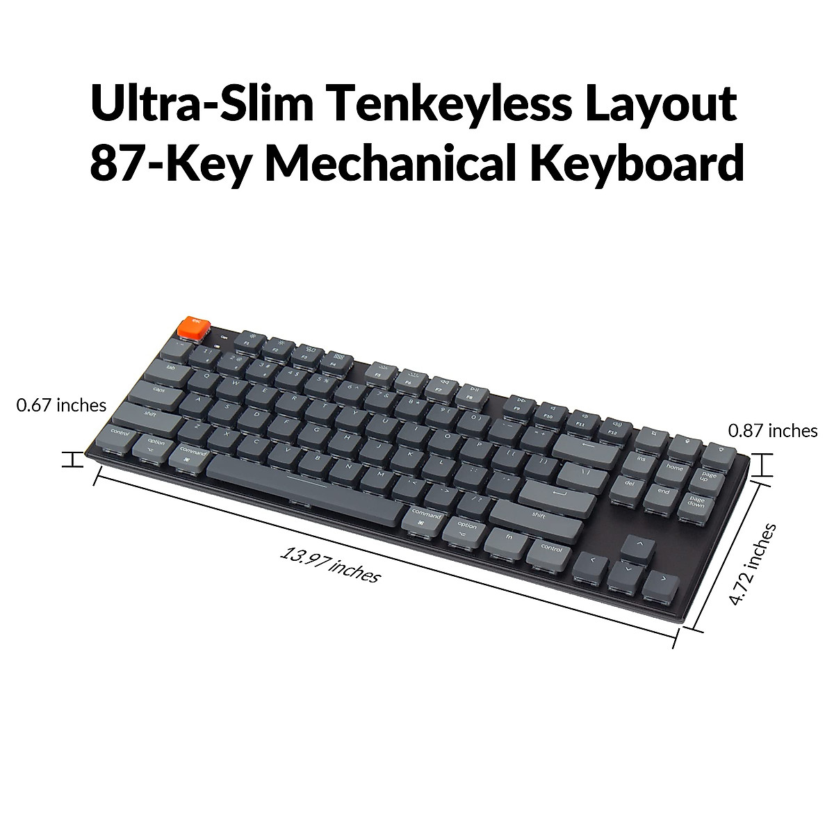 Keychron K1 RGB Hot-swappable Tenkeyless Layout Ultra-Slim Wireless Bluetooth/Wired USB Mechanical Keyboard for Mac Windows with Low-Profile Keychron Optical Mint Switch Full Aluminum - Version 5