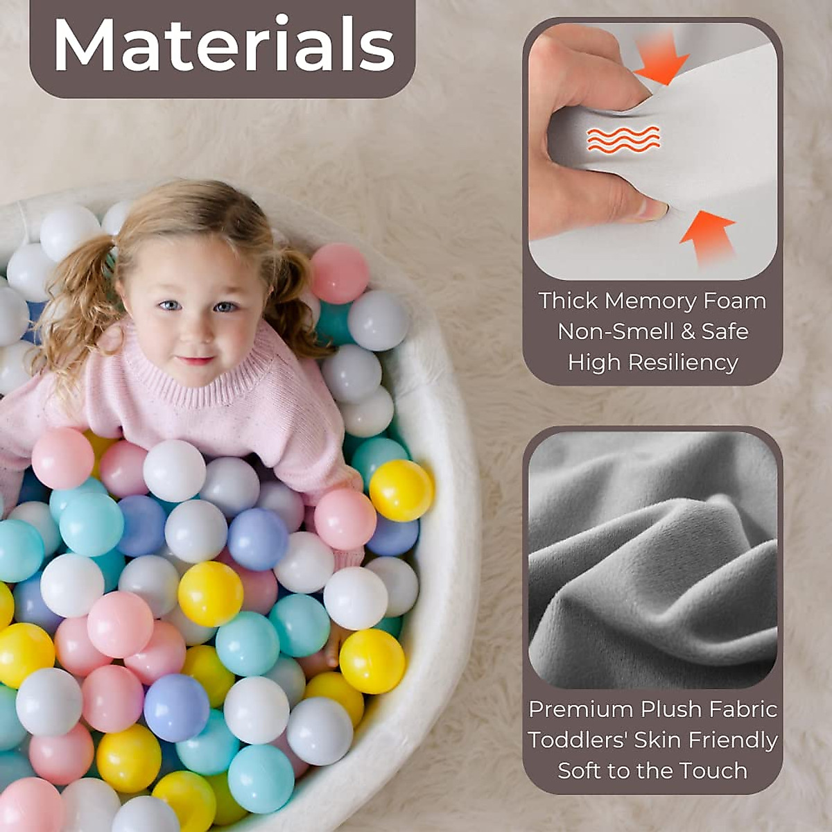 Wonder Space Deluxe Kids Round Ball Pit, Premium Handmade Kiddie Balls Pool, Soft Indoor Outdoor Nursery Baby Playpen, Ideal Gift Play Toy for Children Toddler Infant Boys and Girls (Baby Blue)