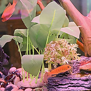 Smarlin Artificial Fish Tank Plants, Plastic Aquarium Plants, 2 Pack, 7 inches High, Realistic & Non-Toxic & Safe for All Fishes (Dark Green)