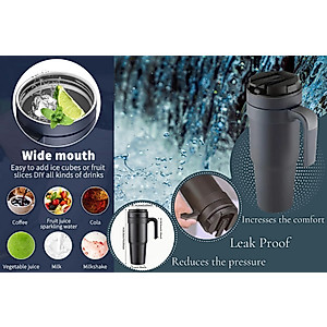 Sama Goods Cafeteria Coffee Mug with Handle for Hot and Cold Drinks, Travel Mug (grey), 40 OZ, Gray, FC094