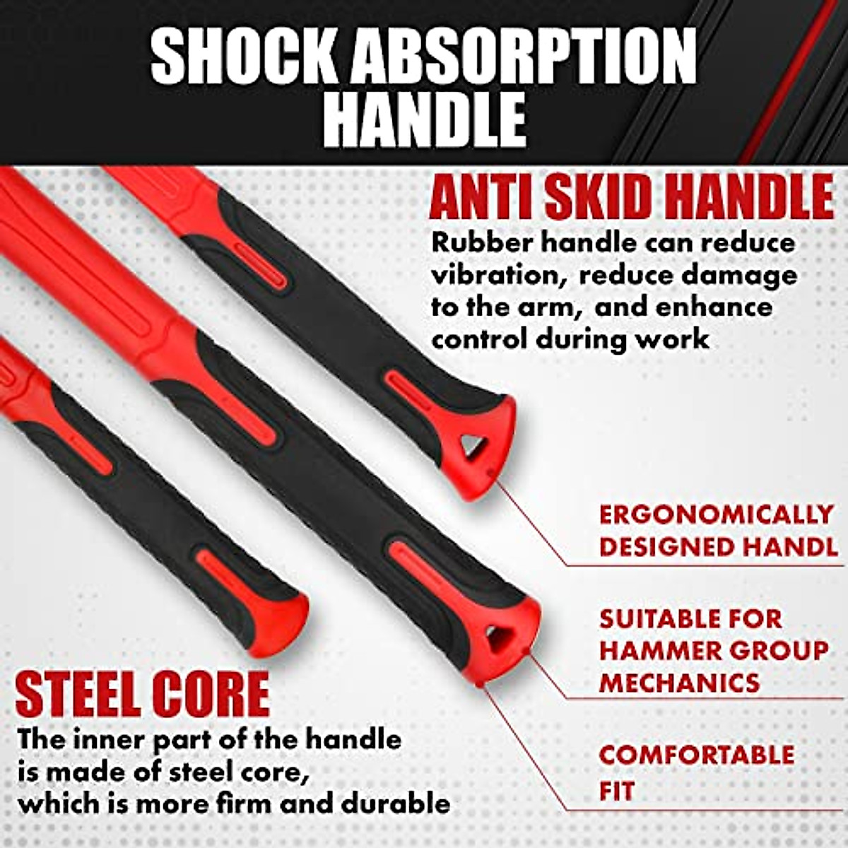 C&T 6-Piece Hammer Set, Fiberglass Handle & Mallet Set, With Shock Reduction Grip, Metal Working | Garage Home Kit | Mechanic Tools | Sledge Hammer | blacksmith Hammer | Ball Peen Hammers | Hand Tools
