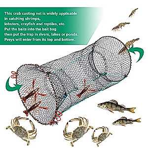 Nswdhy Fishing Bait Trap,2 Packs Crab Trap Minnow Trap Crawfish Trap Lobster Shrimp Collapsible Cast Net Fishing Nets Portable Folded Fishing Accessories