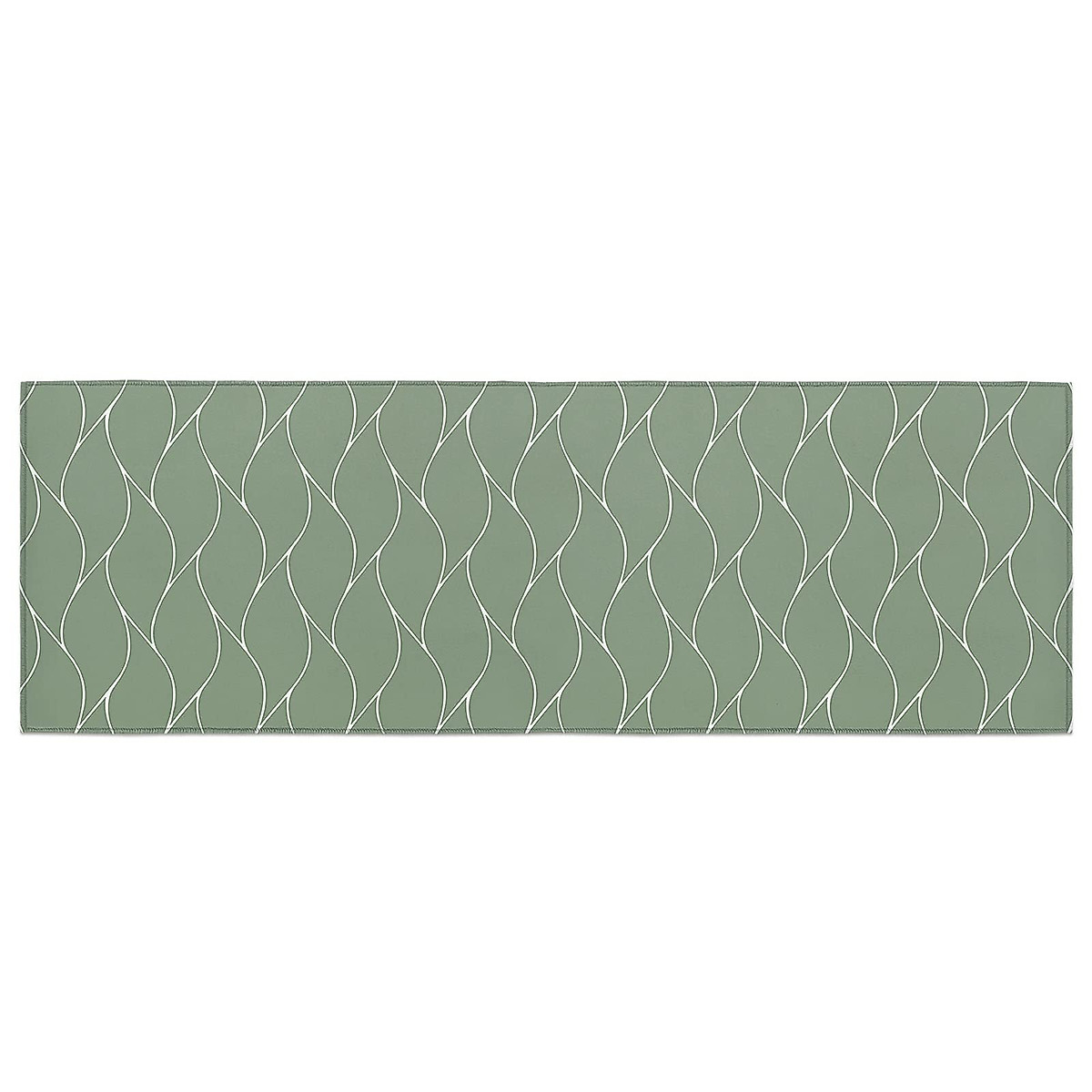 Kitchen Runner Rug, Farmhouse Decoration Sage Green Geometric Pattern Non Slip Runner Carpet Door Mats Floor Mat for Laundry Bedside Bathroom Bedroom 19.7"X63"