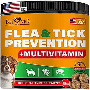 Flea and Tick Prevention Chewable Pills for Dogs - Revolution Oral Flea Treatment for Pets & Complex Multivitamin -Natural Pest Control & Defense Chews - Small Tablets Made in USA (10 Oz)