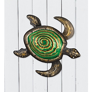 Regal Art & Gift Artistic Wall Décor, Hand-Painted Metal & Glass Sculpture, Weather & Fade Resistant, Indoor & Outdoor Wall Art, Easy to Hang, Spiral Pattern, Sea/Ocean theme, Turtle