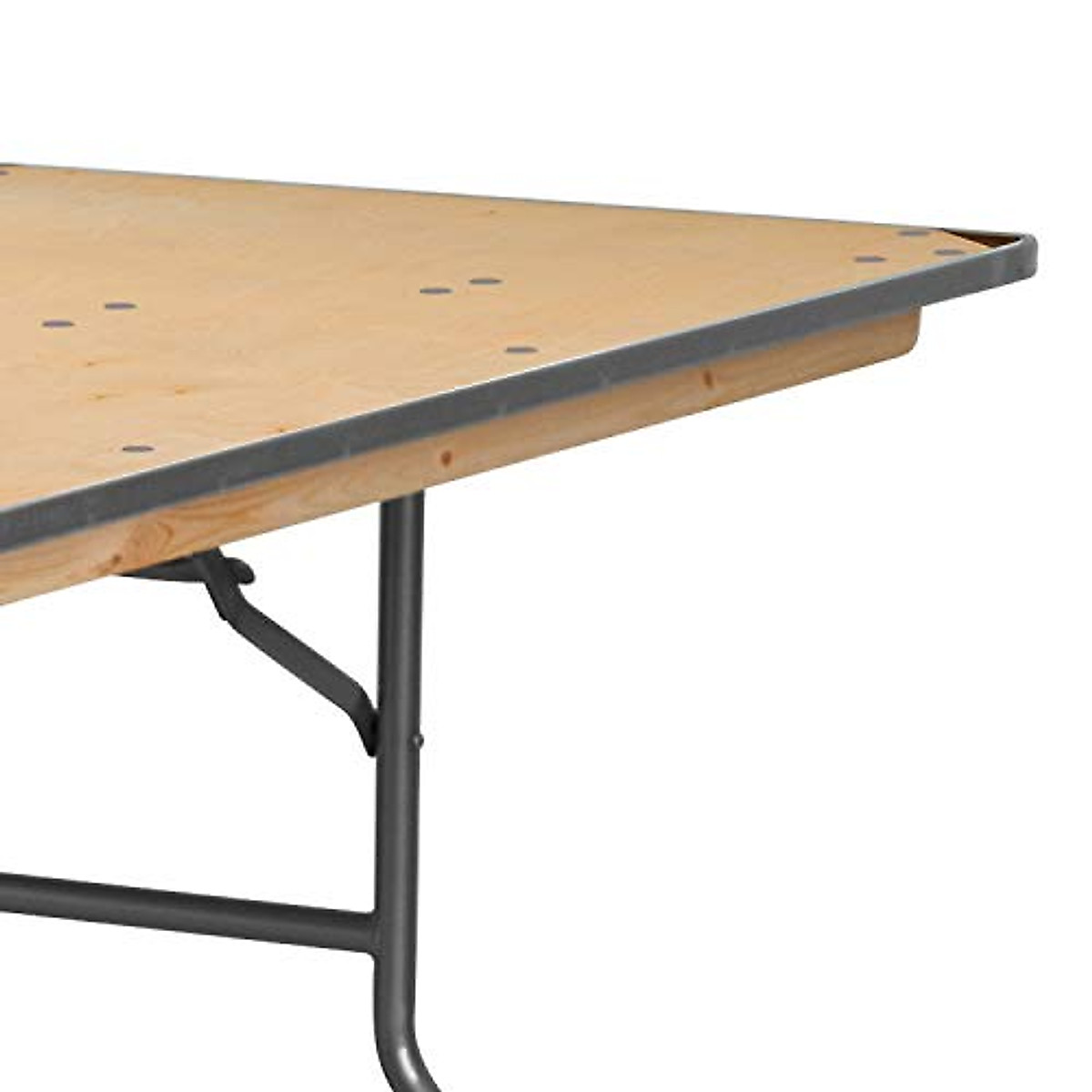 Flash Furniture 8-Foot Rectangular HEAVY DUTY Birchwood Folding Banquet Table with METAL Edges and Protective Corner Guards