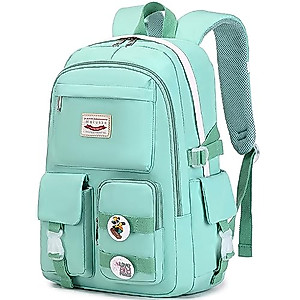 Makukke School Backpacks for Teen Girls - Laptop Backpacks 15.6 Inch College Cute Bookbag Anti Theft Women Casual Daypack,Green Backpack