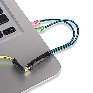 Headset Splitter Cable, 3.5mm Female to Headphone Mic and Audio, Y Splitter Adapter Cable for Laptop Computer