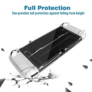 TIKOdirect Transparent Case Compatible with Switch OLED, Dockable Clear Protective Case for Switch OLED, Comfort Grip Case with Shock-Absorption and Anti-Scratch Design, Crystal Glitter