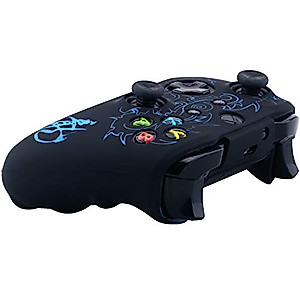 9CDeer 1 x Silicone Laser Carving Protective Cover Skin + 6 Thumb Grips for Xbox One S/X Controller Loong Blue
