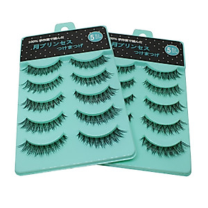 Scala 5 pairs/set 3D False Eyelashes Messy Cross Thick Natural Fake Eye Lashes Professional Makeup Tips Short False Eye Lashes (L-12)
