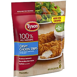 Tyson All natural Perfectly Crispy Chicken Breast Strips with Rib Meat - Fully Cooked - No Antibiotics Ever - 6 Pack (25 oz Each) - Ready Set Gourmet Donate a meal Program