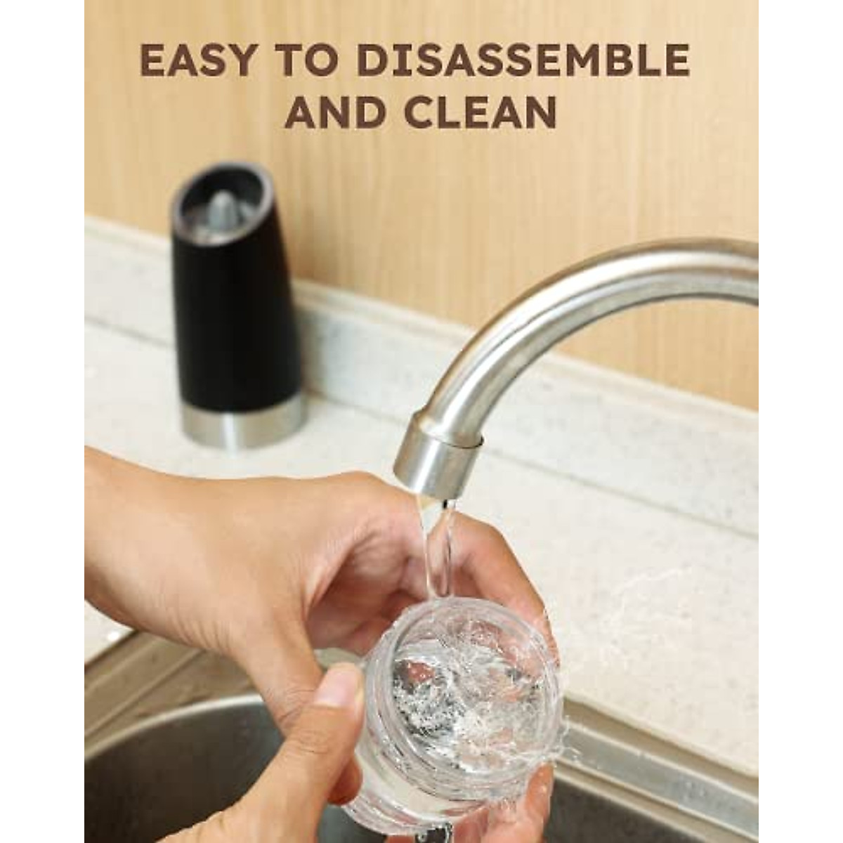 Gravity Electric Pepper and Salt Grinder Set, Sangcon Automatic Pepper and Salt Mill Grinder Battery Powered with LED Light, Adjustable Coarseness, One Hand Operation, Upgraded Larger Capacity, 2 Pack