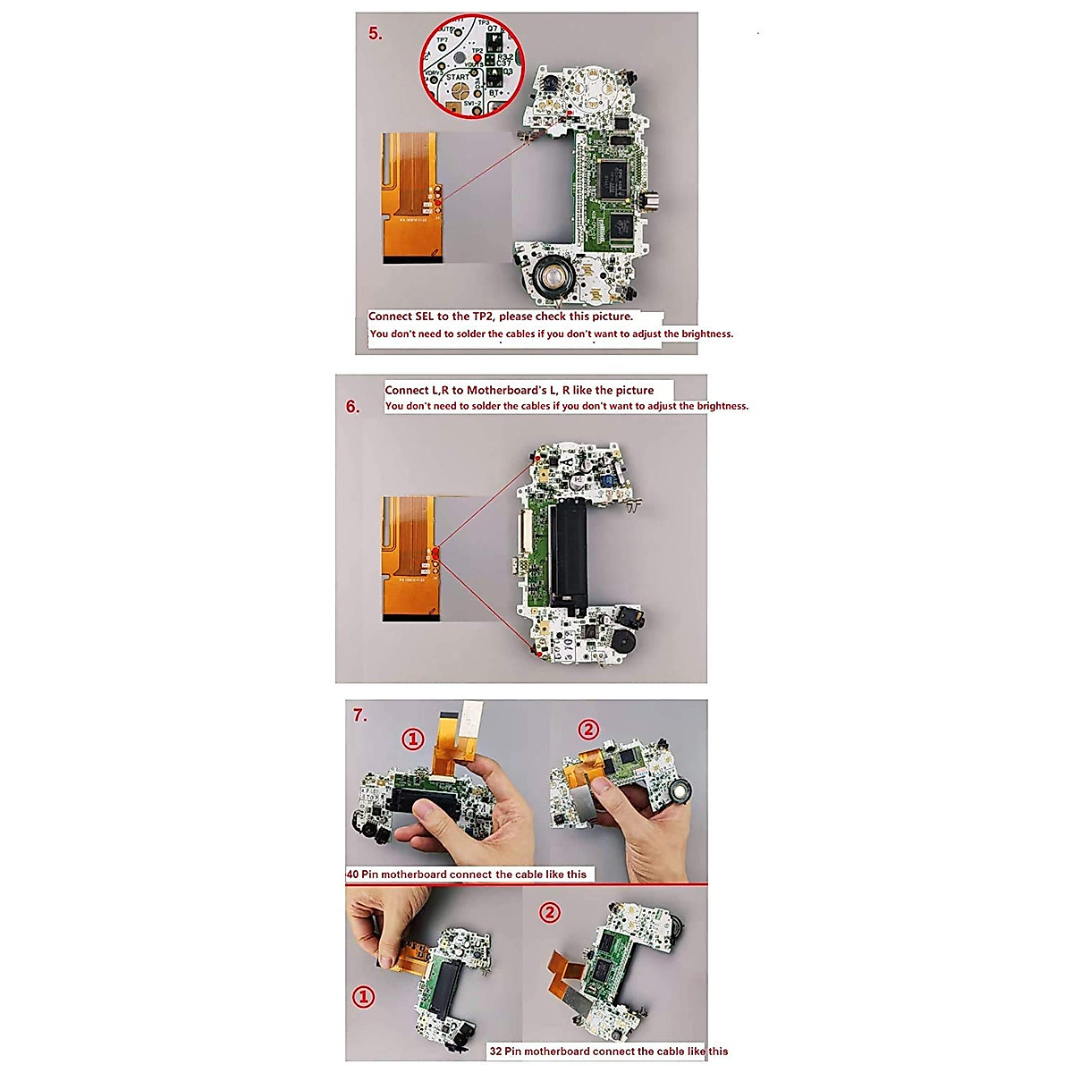 GBA IPS V2 Mod Kit IPS Screen LCD Kits for GBA Backlight LCD Screen 10 Levels Brightness LCD V2 Screen For GBA Console With Light Blue Clear Pre-Cut Shell