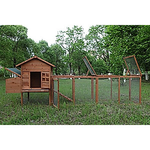 ECOLINEAR 120'' Chicken Coop w/Run Cage Outdoor Hen House for 2-6 Chickens Hutch Poultry Pet Wooden Coop Nest Box Garden Backyard