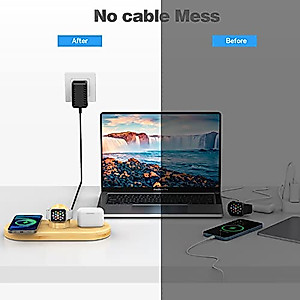 Wireless Charger, OTESS 15W Wireless Charging Station Compatible with iPhone 13 Pro Max/12/11 XS Max/SE, Fast Charging Pad Dock for iWatch 7/6/5/SE, AirPods Pro & All Qi-Enabled Devices(with Adapter)