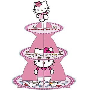 Hello Kitty Party Supplies Decorations, 3 Tier Cupcake Stand, Birthday Dessert and Cake Display Stand for Birthday Party Decoration, Hello Kitty Party Favors Decorations