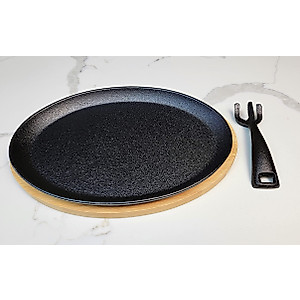 HAWOK Cast Iron Fajita Skillet Japanese Steak Plate with Handle and Bamboo Tray…