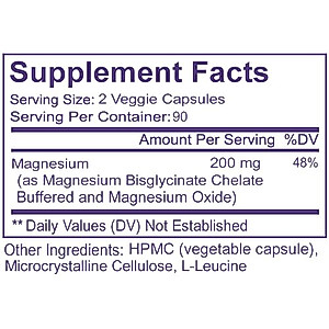 Pure Micronutrients Magnesium Glycinate Supplement (Chelated) 200mg, 180 Count