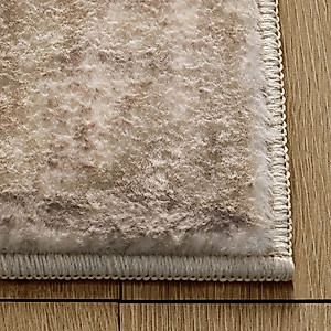 Area Rug Living Room Rugs: 5x7 Indoor Soft Small Low Pile Carpet Abstract Decor Large Washable for Bedroom Dining Room Under Kitchen Table Home Office - Beige/Ivory