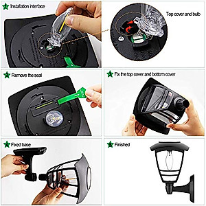 2 Pack Solar Wall Lantern Lights Outdoor Waterproof, Black Sun Powered Wall Light Fixtures, Sturdy Plastic LED Wall Lantern, Clear Warm White Lighting for Yard, Front Porch, Garage and Garden