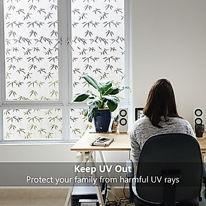 LEMON CLOUD Bamboo Window Film Frosted Glass Privacy Window Stickers Decorative Window Covering Static Cling No Glue Removable Window Decals for Home(23.6 x 78.7 Inch)