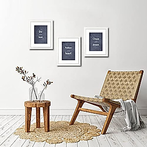 DEKWINN 8x10 Picture Frame Set of 3 with Real Glass for Pictures 5x7 with Mat or 8x10 Without Mat, Wall Mounting or Tabletop display Photo Frames in White