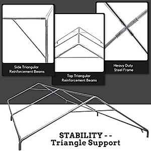 PEAKTOP OUTDOOR 10x20 ft Upgraded Heavy Duty Carport Car Canopy Portable Garage Tent Boat Shelter with Reinforced Triangular Beams, White