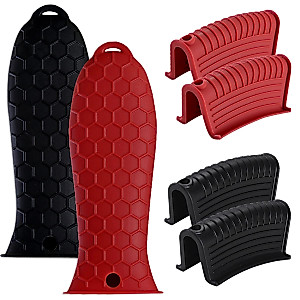 6 Pieces Silicone Heat Resistant Handle Covers Hot Pot Pan Grip Sleeves Non-Slip Pot Skillet Holder Washable Silicone Cover for Home Kitchen Cooking Accessories