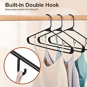 HOUSE DAY Black Plastic Hangers 60 Pack, Durable Clothes Hanger with Hooks, Space Saving Hangers are Perfect for Use in Any Closet, Light-Weight Clothes Hangers Plastic for Everyday Use